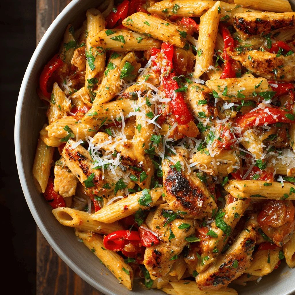 One-Pot Roasted Red Pepper Penne with Chicken Pasta Recipes ...